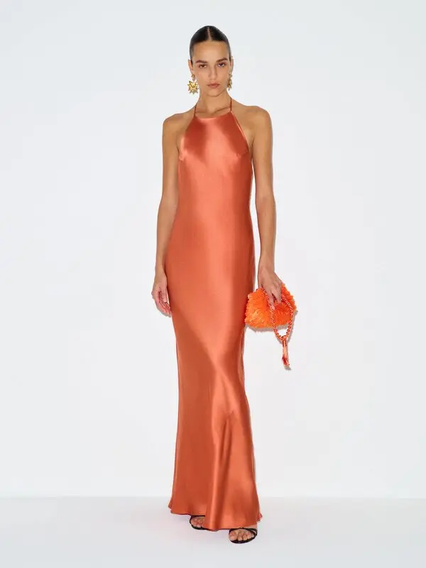 REFORMATION Jeany Silk Dress - Orange