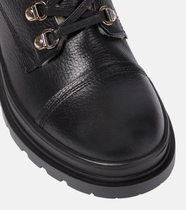 Bogner Shearling-trimmed Leather Ankle Boots