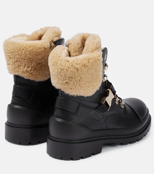 Bogner Shearling-trimmed Leather Ankle Boots