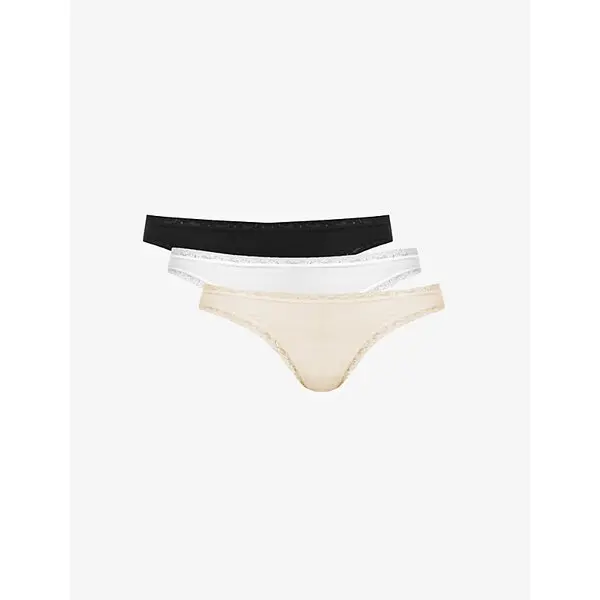 STRIPE & STARE Basics Low-rise Stretch-woven Pack Of Four Thongs - Multi-coloured