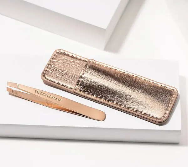 TWEEZERMAN Rose Gold Mini Slant Tweezer W/ Case - One-color