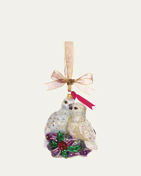 JAY STRONGWATER Two Turtle Doves Glass Ornat - Multi