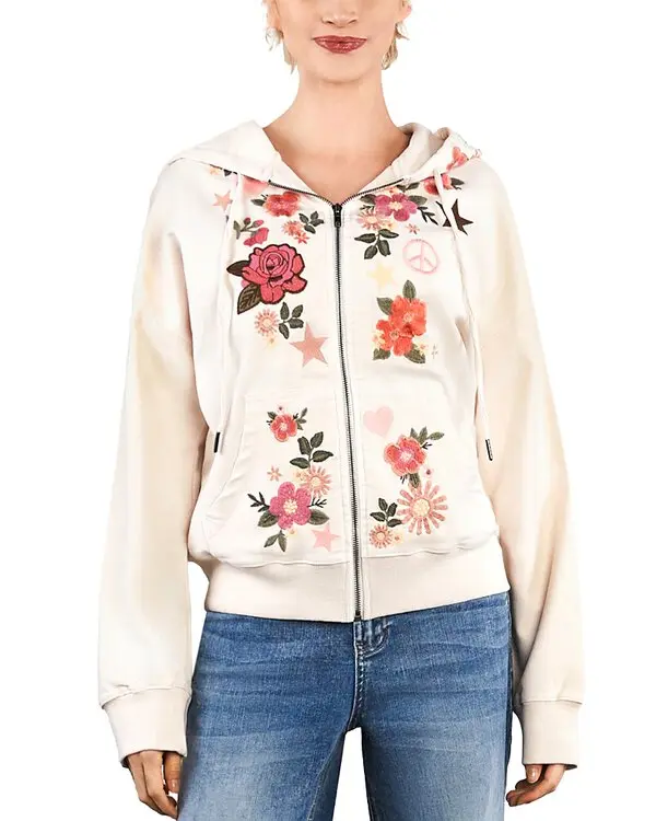 BILLY T Cotton-blend Embellished Hoodie - Iced Latte