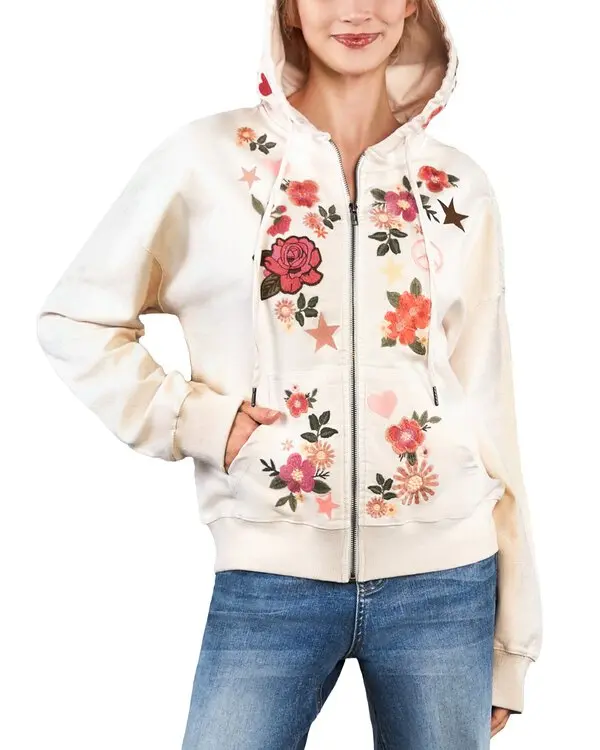 BILLY T Cotton-blend Embellished Hoodie - Iced Latte
