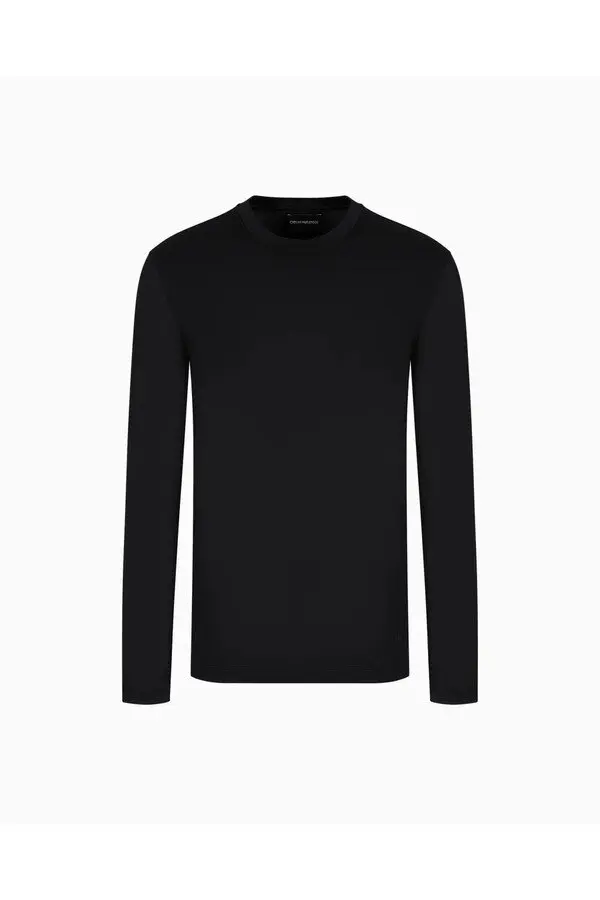 Emporio Armani Lyocell-blend Jersey Jumper - Black