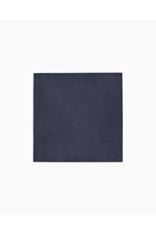 Emporio Armani Pure Silk Pocket Square With Jacquard Micro-motif - Blue