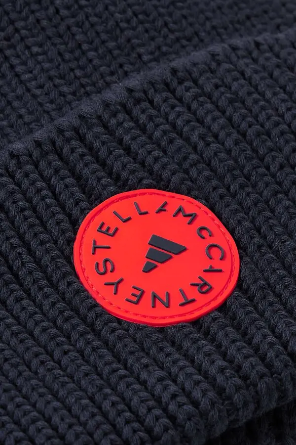Adidas By Stella McCartney Appliquéd Ribbed Organic Cotton-blend Beanie
