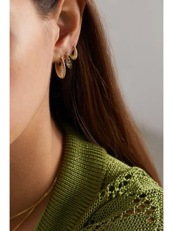 L’ATELIER NAWBAR Flat Ray Diamond Hoop Earrings