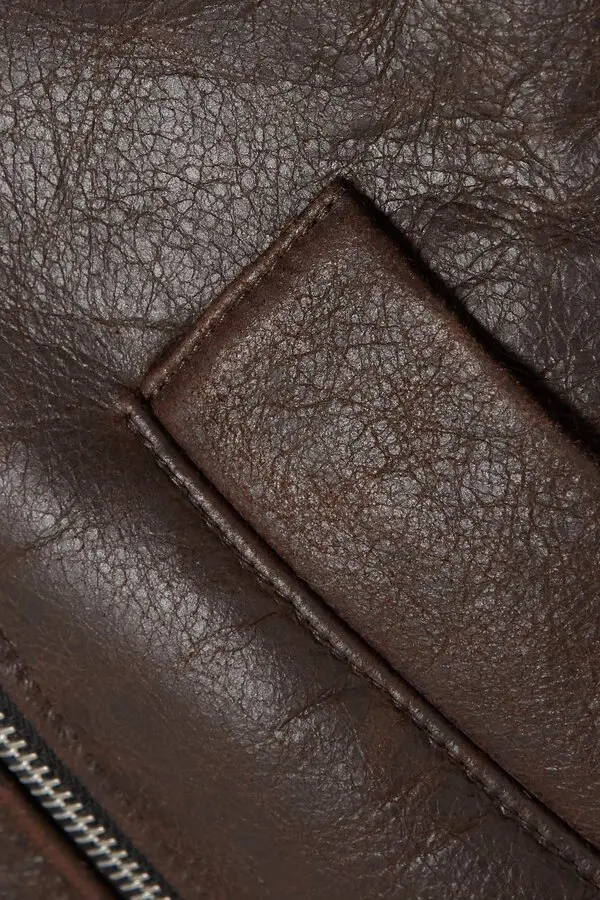 HALFBOY Biker Leather-trimmed Shearling Vest