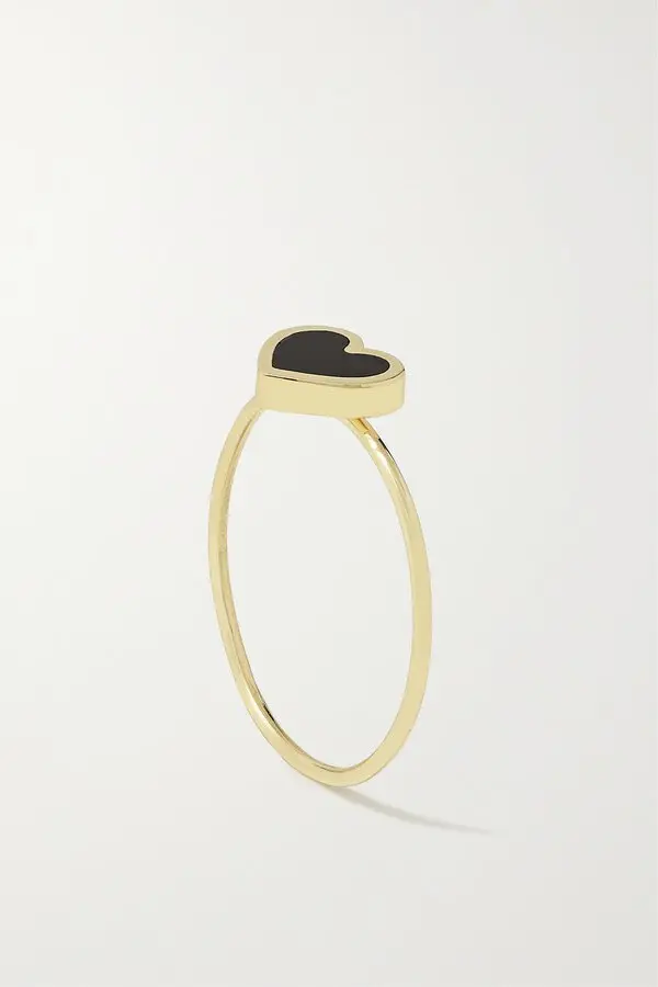 JENNIFER MEYER Extra Small Heart Onyx Ring