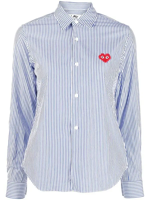 Comme Des Garçons Logo-patch Striped Shirt