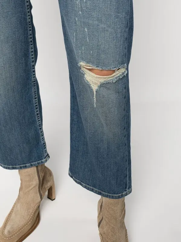 NILI LOTAN Distressed Cropped Flared Jeans