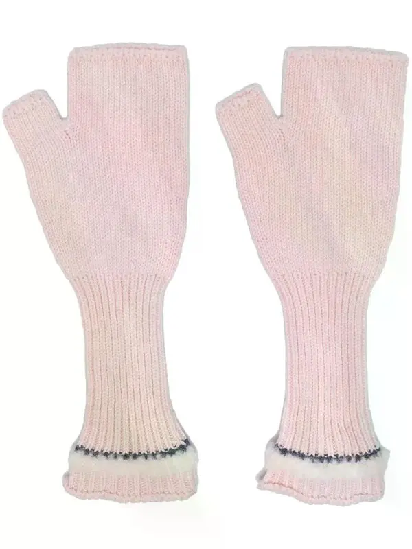 BARRIE Fingerless Knit Gloves - Pink