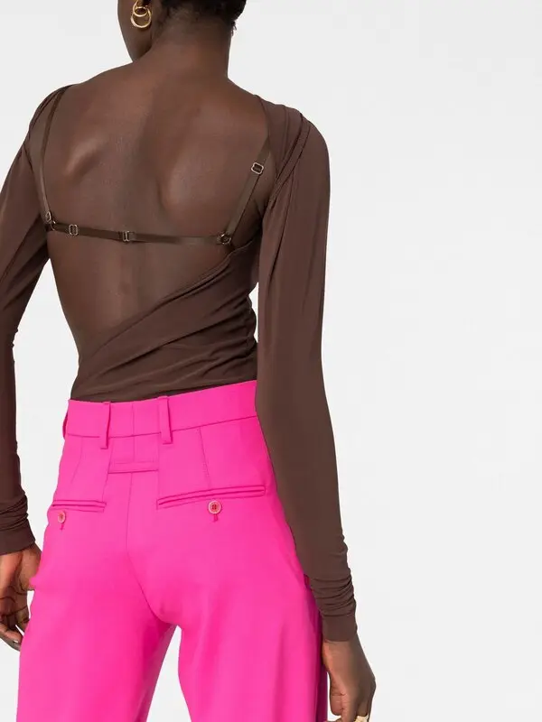 Jacquemus Asymmetric Cropped Bodysuit - Brown