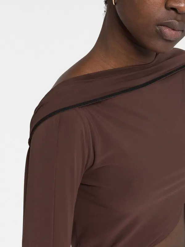 Jacquemus Asymmetric Cropped Bodysuit - Brown