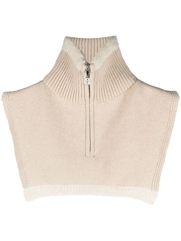 BARRIE Cashmere Zip-up Collar - Neutrals