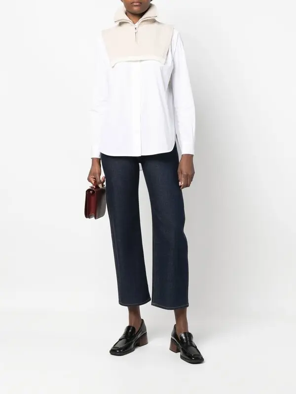 BARRIE Cashmere Zip-up Collar - Neutrals