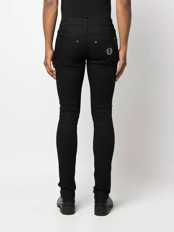 Philipp Plein Hexagon Low-rise Slim-cut Jeans - Black