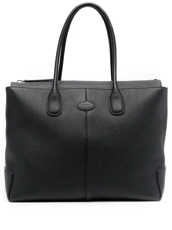 TOD'S Zipped Shopper Tote - Black