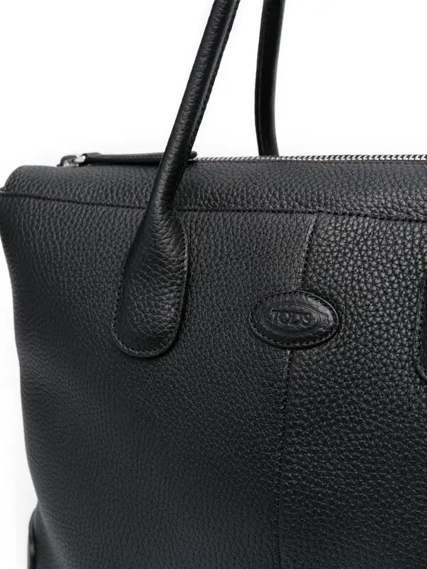 TOD'S Zipped Shopper Tote - Black