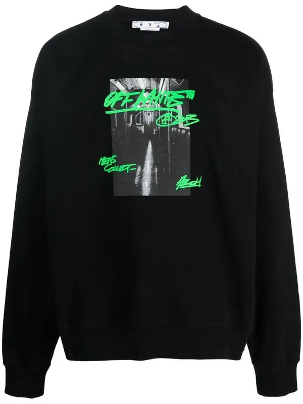 Off-White Graphic-print Cotton Sweatshirt - Black