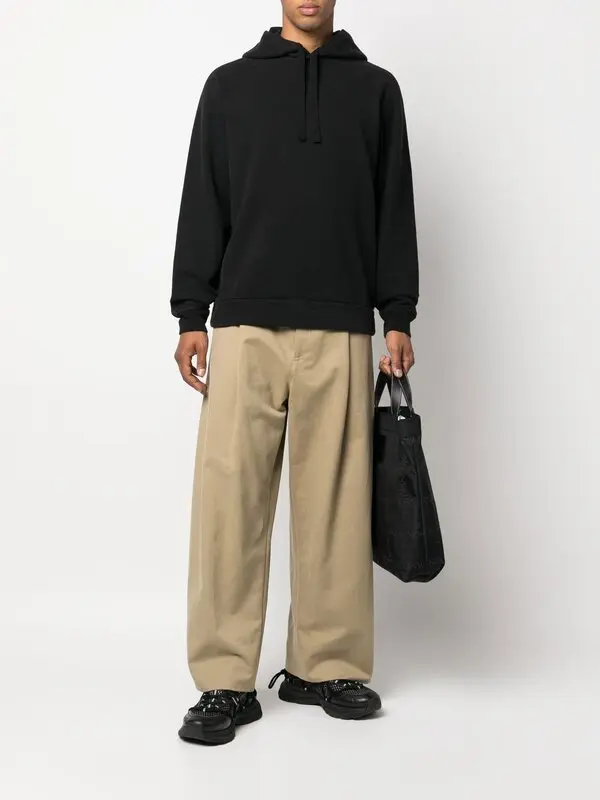 TEN C Logo-patch Hooded Sweater - Black
