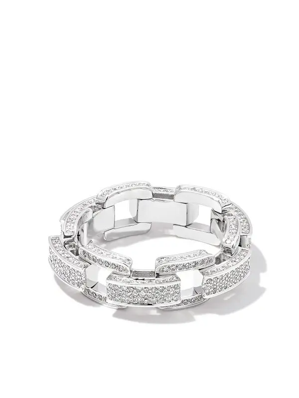 Shay 18k White Gold Diamond Link Ring - Silver