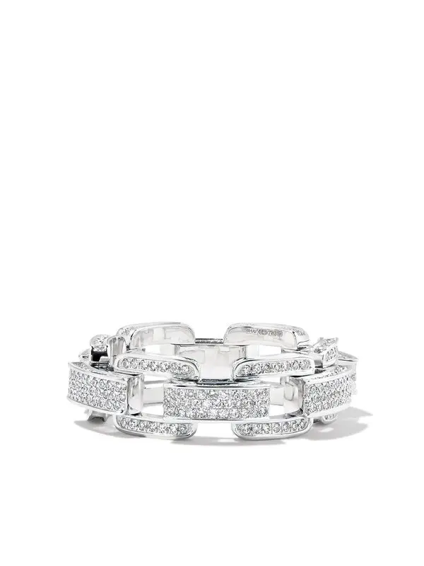 Shay 18k White Gold Diamond Link Ring - Silver