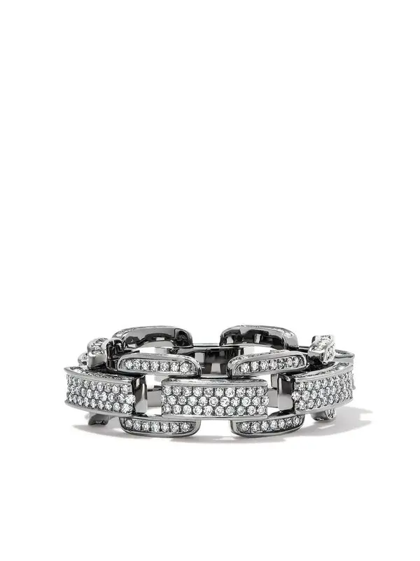 Shay 18k Gold Diamond Chain-link Ring - Black