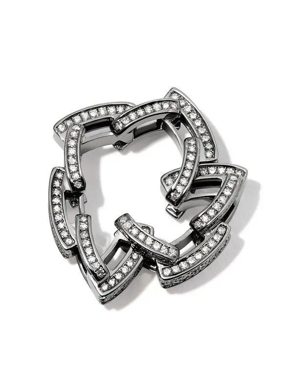 Shay 18k Gold Diamond Chain-link Ring - Black