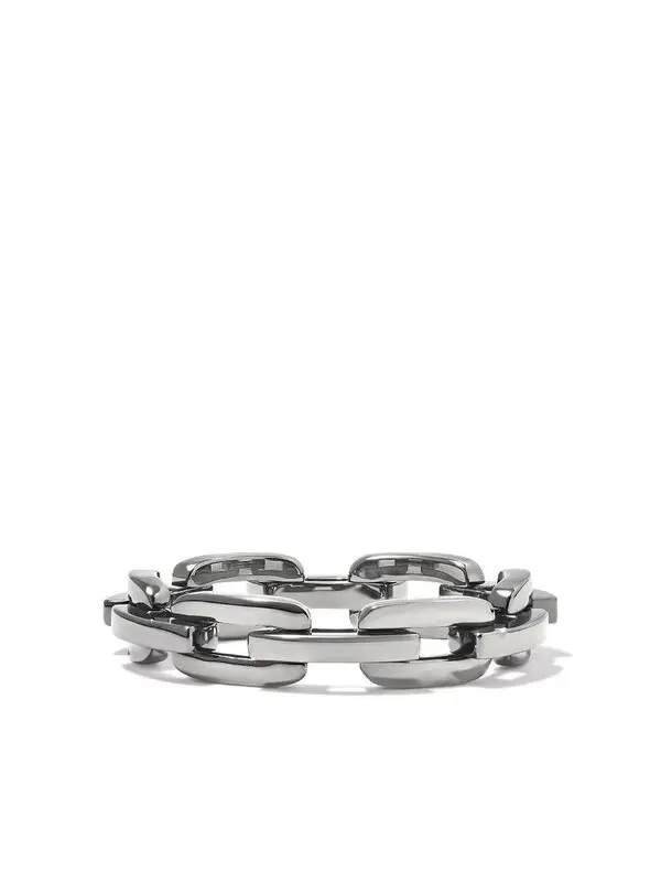 Shay 18k Gold Mini Deco Chain-link Ring - Black