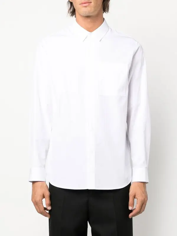 JIL SANDER Concealed-front Fastening Poplin Shirt - White