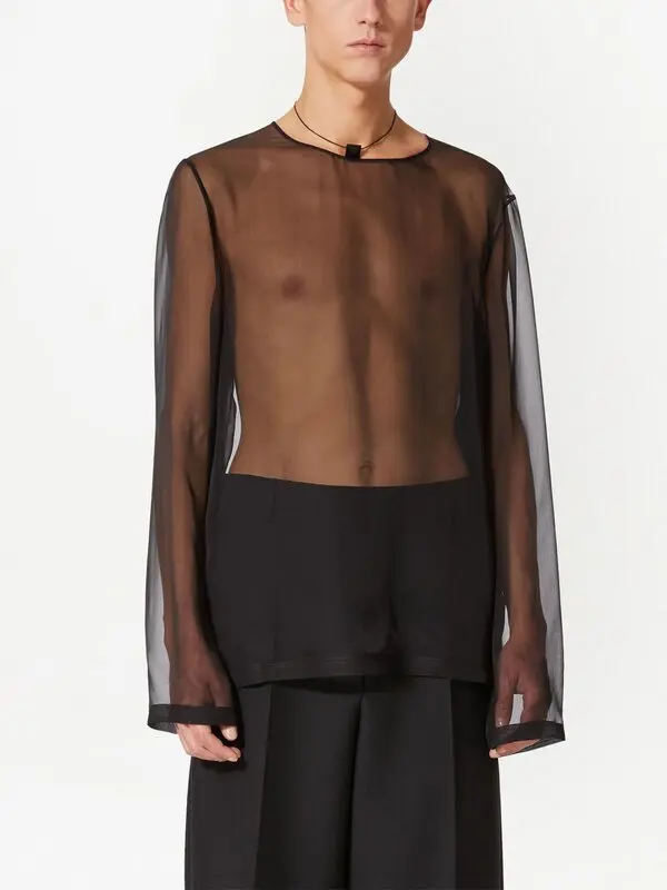 Valentino Garavani Sheer Long-sleeved Chiffon Top