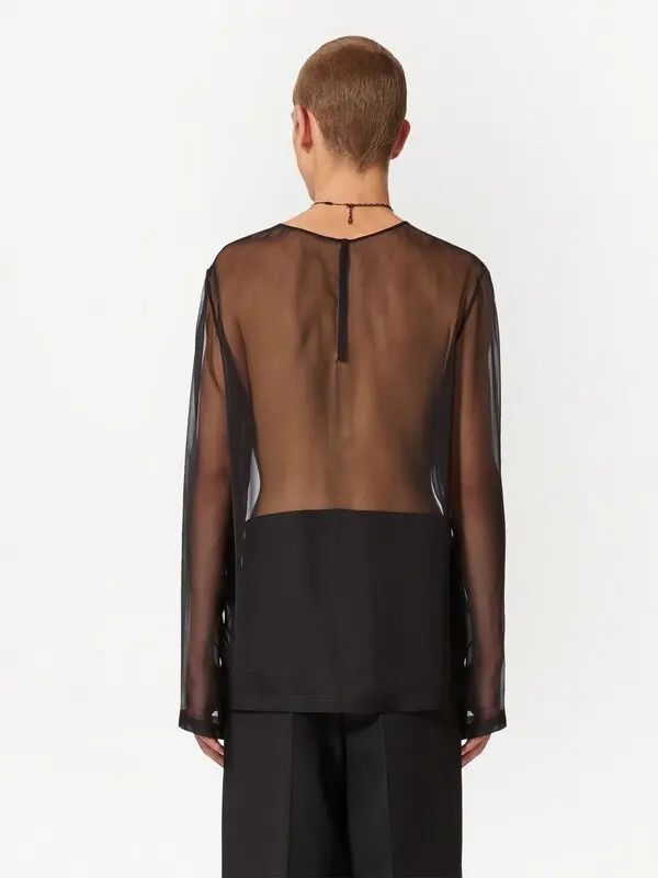 Valentino Garavani Sheer Long-sleeved Chiffon Top