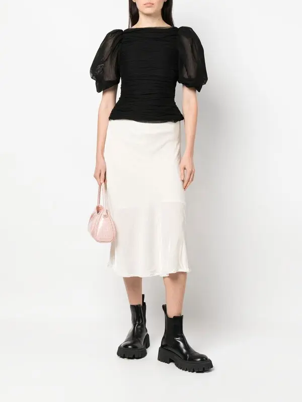 Gold Hawk High-waisted Silk-blend Skirt - Neutrals