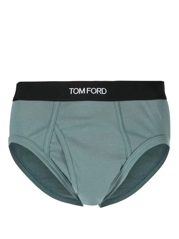 TOM FORD Logo-waistband Briefs - Green