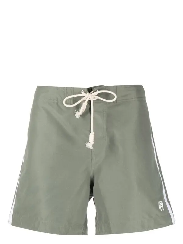 Palm Angels Logo-embroidered Side Stripe Swim Shorts - Green