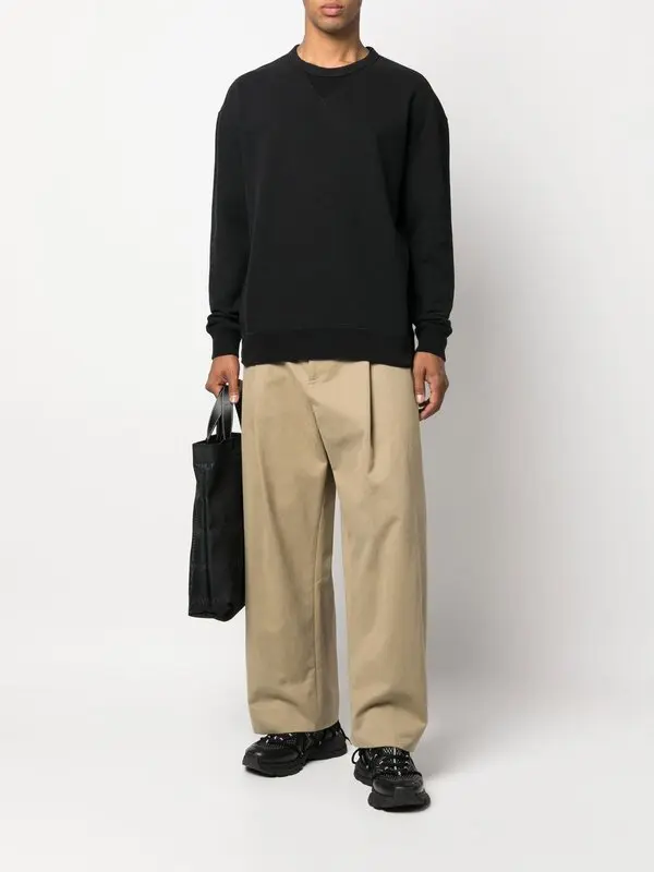 TEN C Crewneck Sweatshirt With Logo Patch - Black