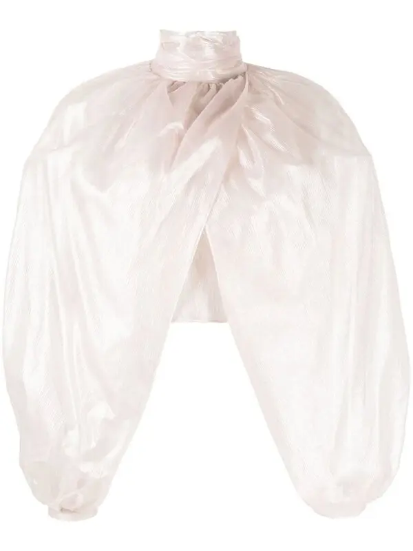 Rochas Funnel-neck Silk Blouse