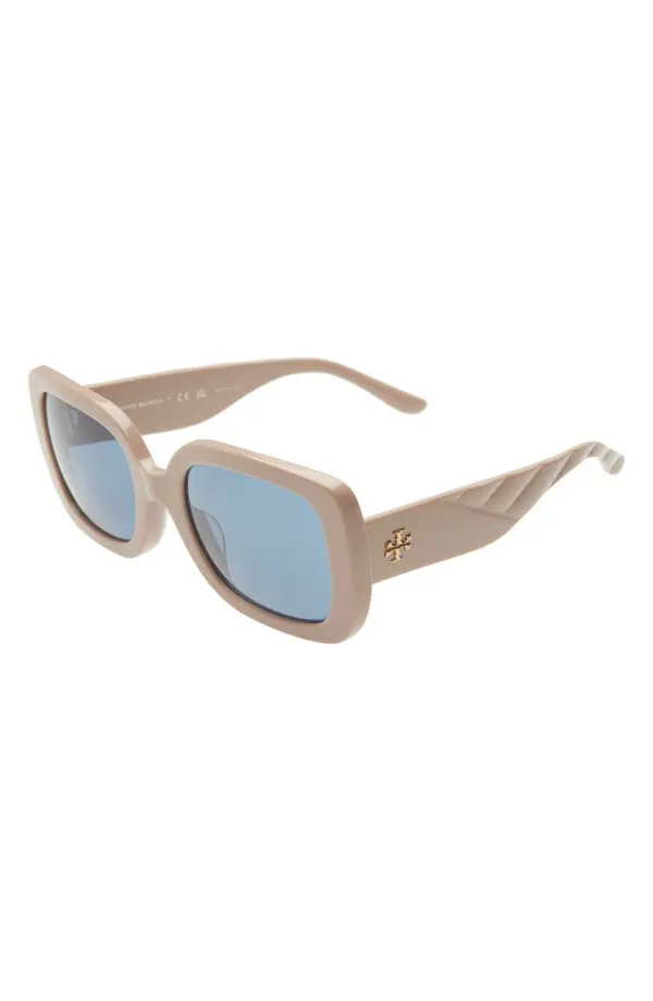 Tory Burch 54mm Butterfly Sunglasses - Sand/ Solid Navy