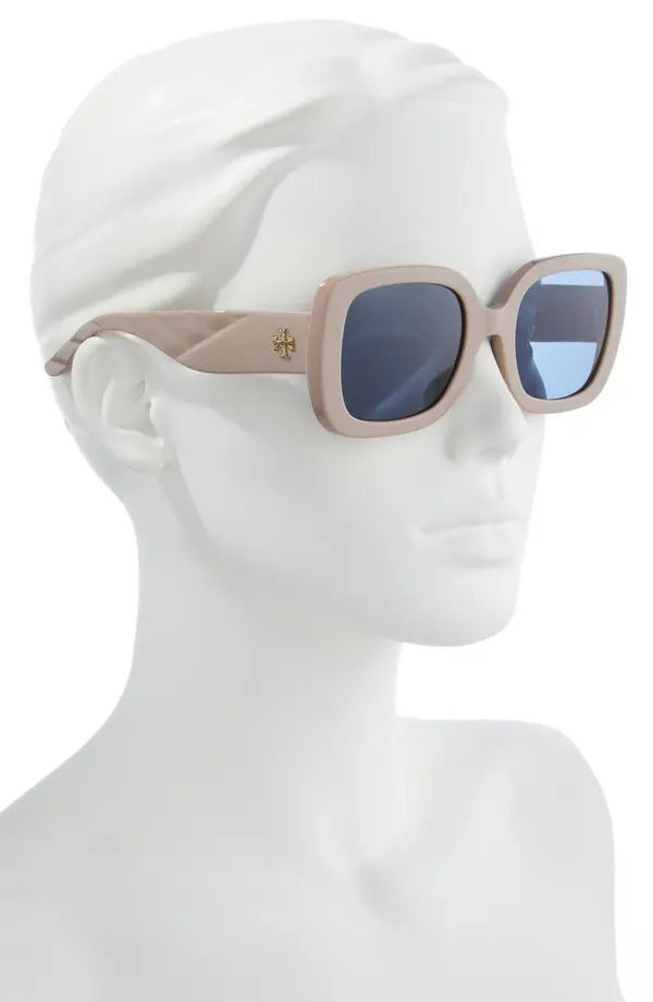 Tory Burch 54mm Butterfly Sunglasses - Sand/ Solid Navy