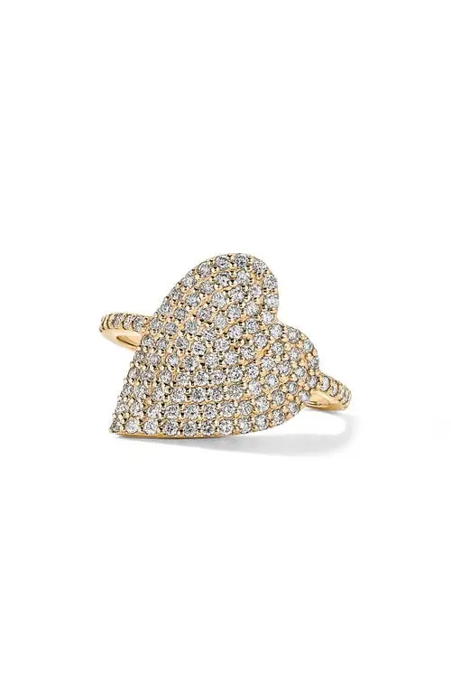 Lana Jewelry 14k Gold Pavé Diamond Heart Ring - Yellow