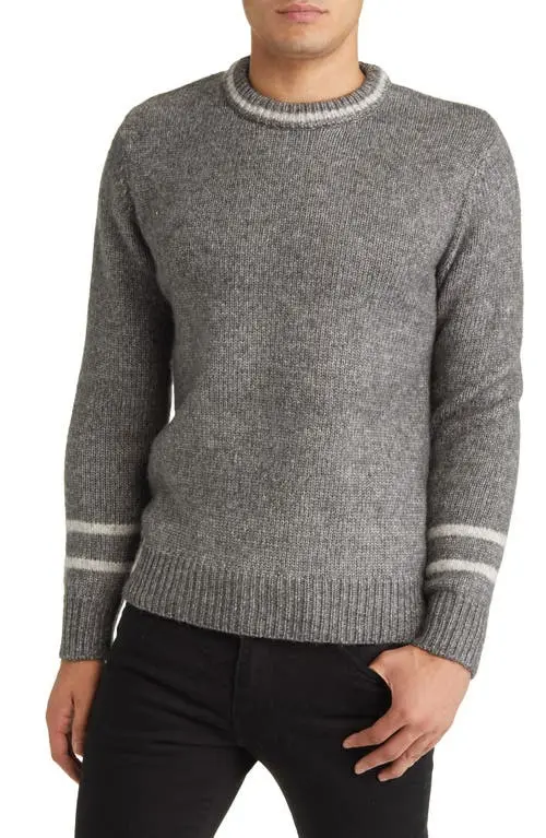 SCHOTT Stripe Trim Crewneck Sweater - Charcoal