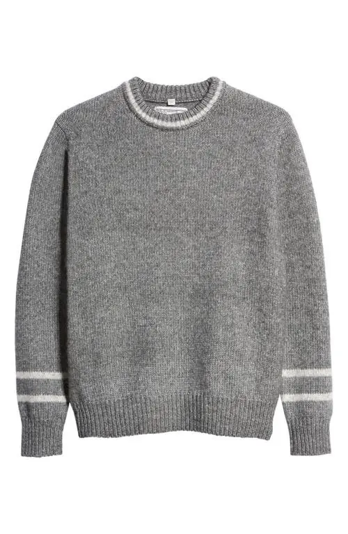 SCHOTT Stripe Trim Crewneck Sweater - Charcoal