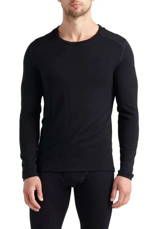 Icebreaker 260 Tech Merino Wool Crewneck Base Layer Top - Black