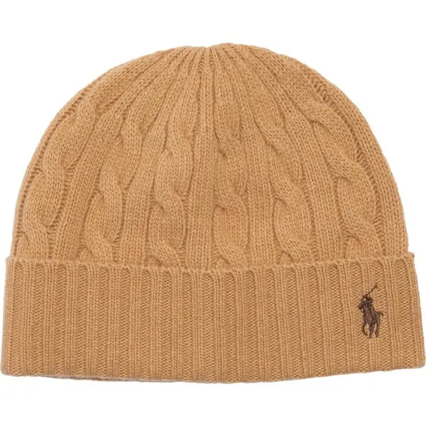 Ralph Lauren Classic Cable Beanie - Camel
