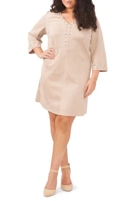 Vince Camuto Studded Split Neck Shift Dress