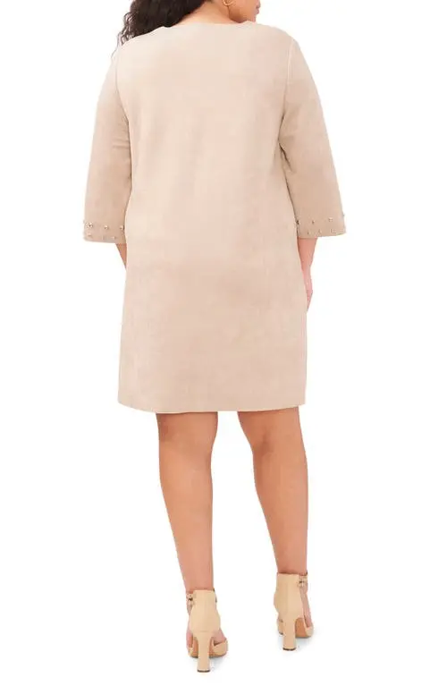 Vince Camuto Studded Split Neck Shift Dress