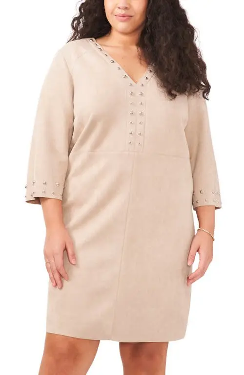 Vince Camuto Studded Split Neck Shift Dress