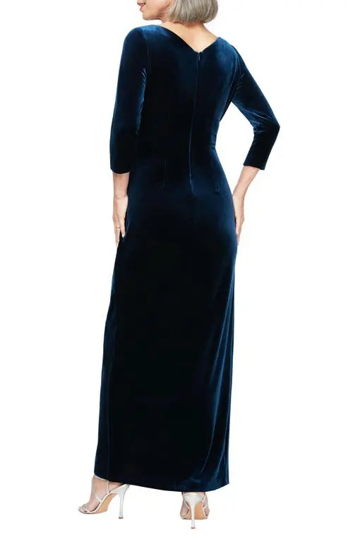 Alex Evenings Ruched Velvet Gown - Imperial